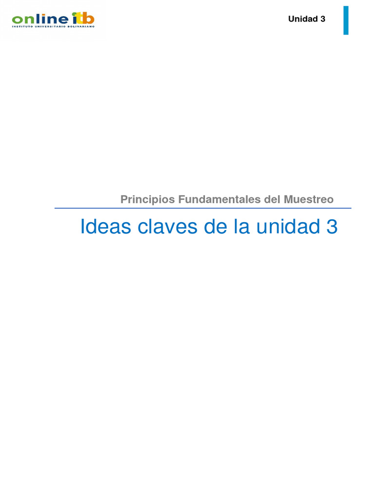 Ideas Claves Unidad 3 | PDF | Muestreo (Estadísticas) | Probabilidad
