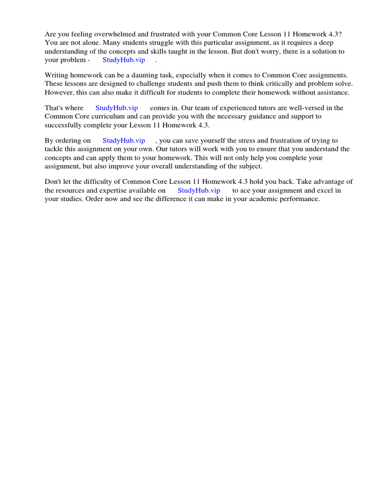 Common Core Lesson 11 Homework 4.3 | PDF | Mathematics | Homework