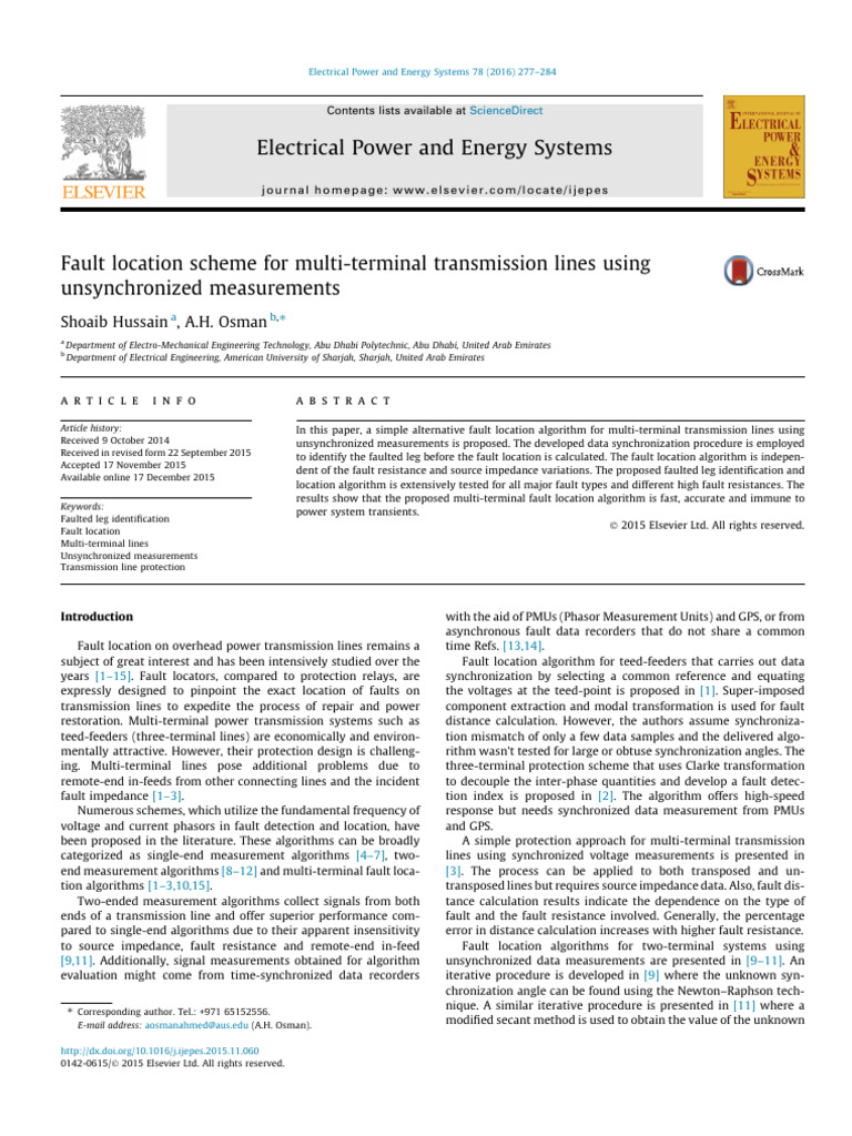 Fault Location Scheme For Multiterminal Transmission Pdf Electrical Impedance Electric