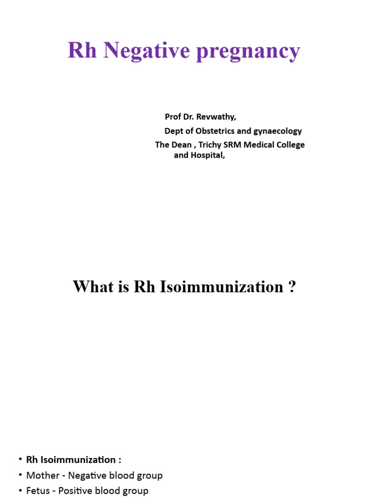 Rh Negative Pregnancy Management Guide | PDF | Mammalian Pregnancy ...