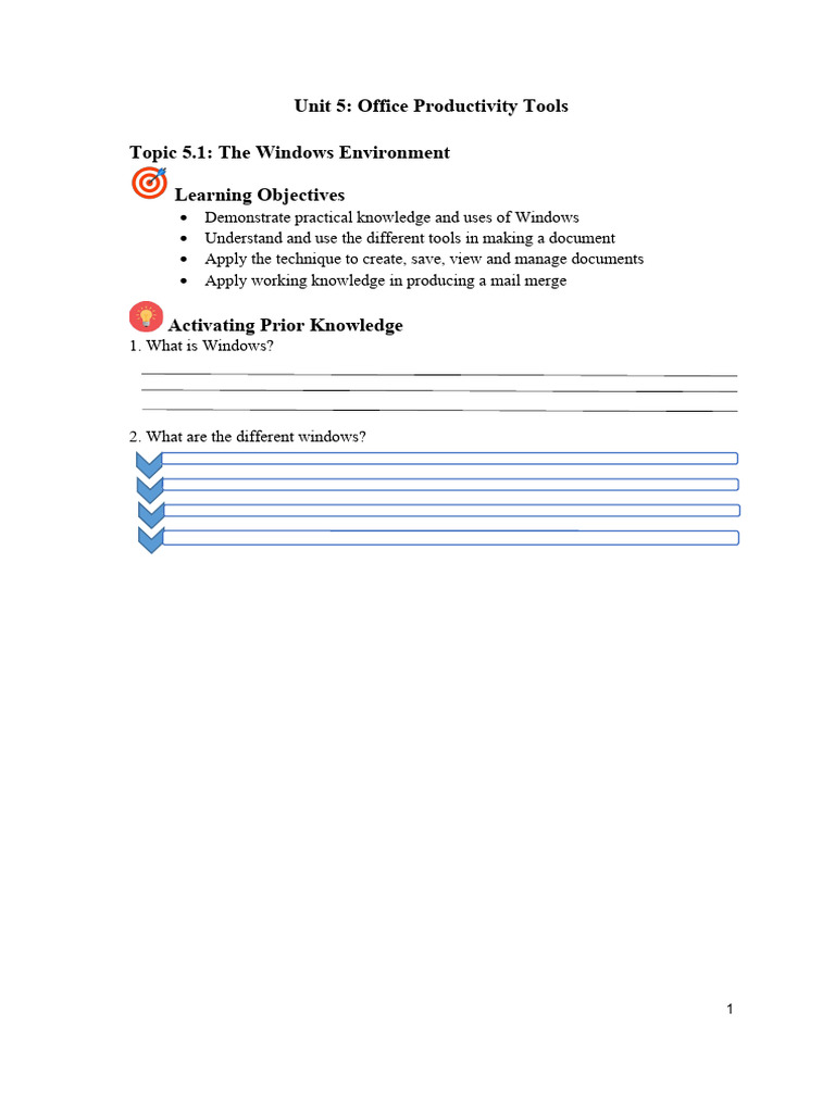 IT111 Modules 5.1 5.2 Office Productivity Tools | PDF | Window ...