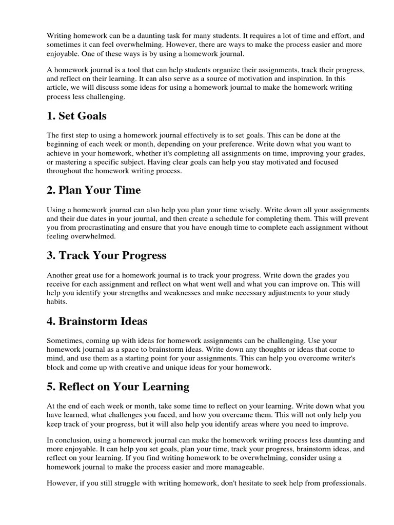 Homework Journal Ideas | PDF | Homework | Brainstorming