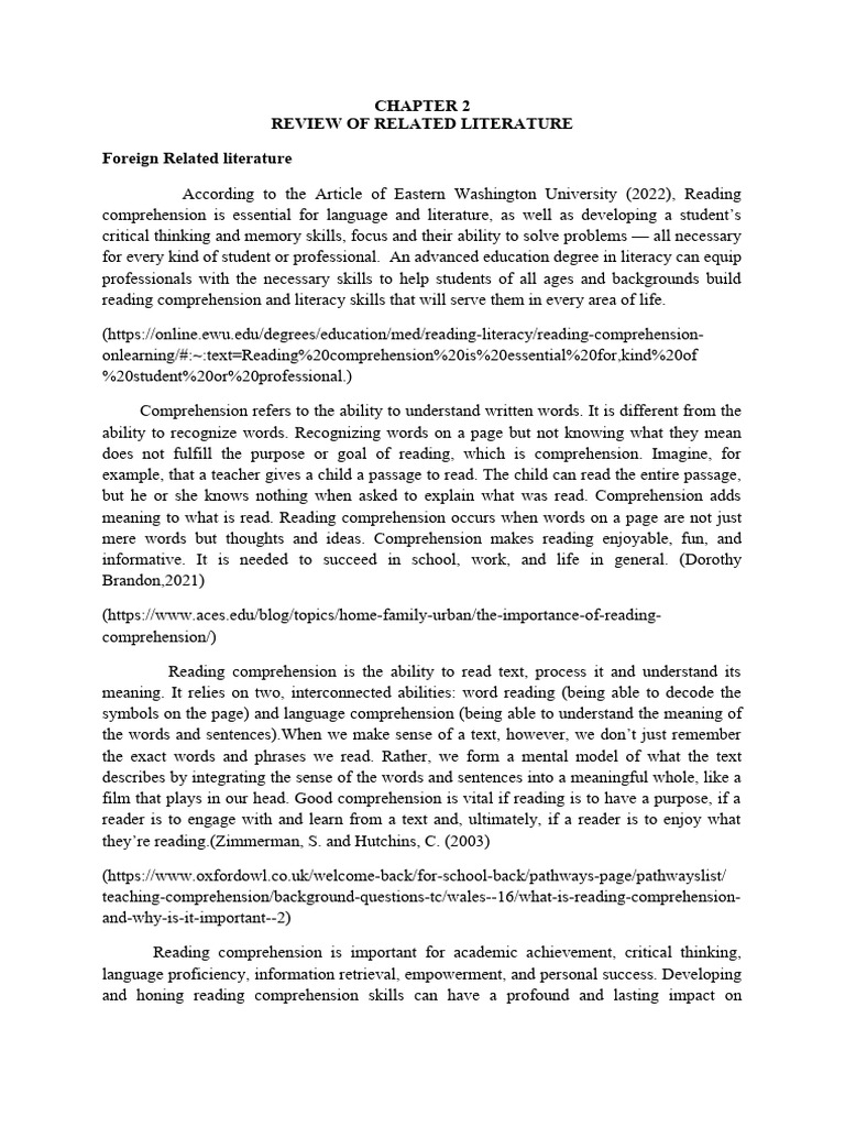 RRL | PDF | Reading Comprehension | Behavioural Sciences