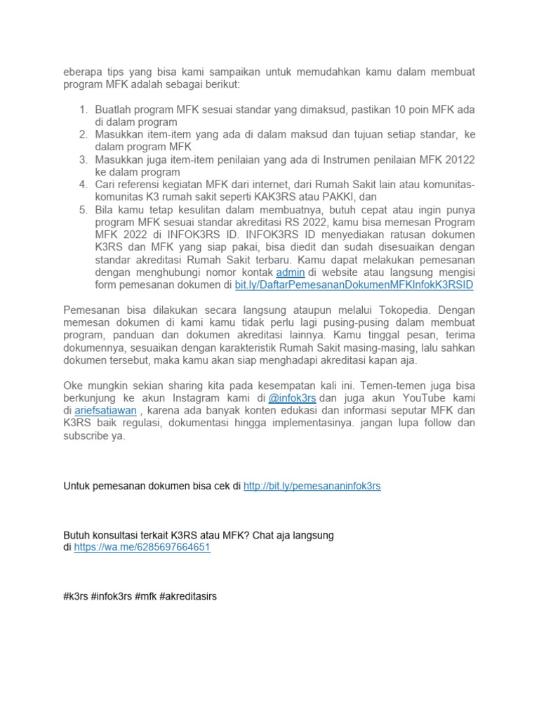 Eberapa Tips Yang Bisa Kami Sampaikan Untuk Memudahkan Kamu Dalam Membuat Program MFK Adalah ...