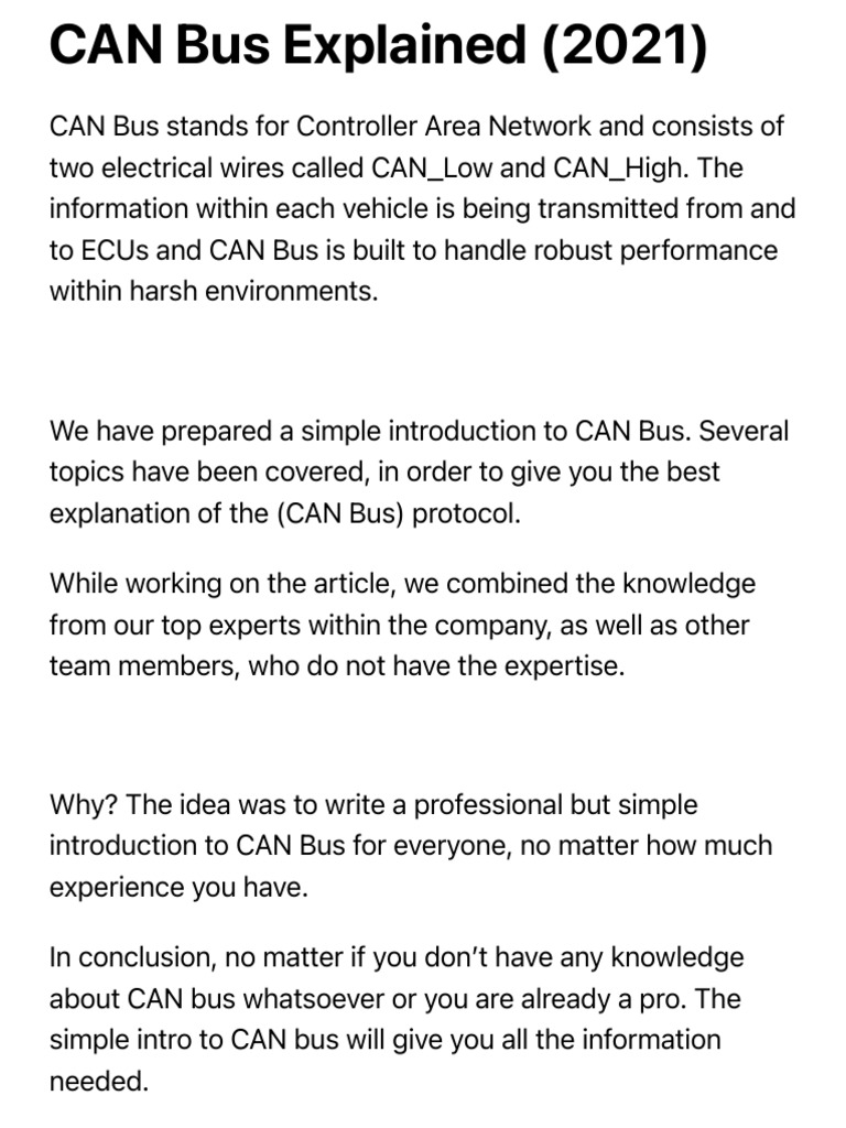 Can Bus Explained 2021 Pdf Physical Layer Protocols Computer