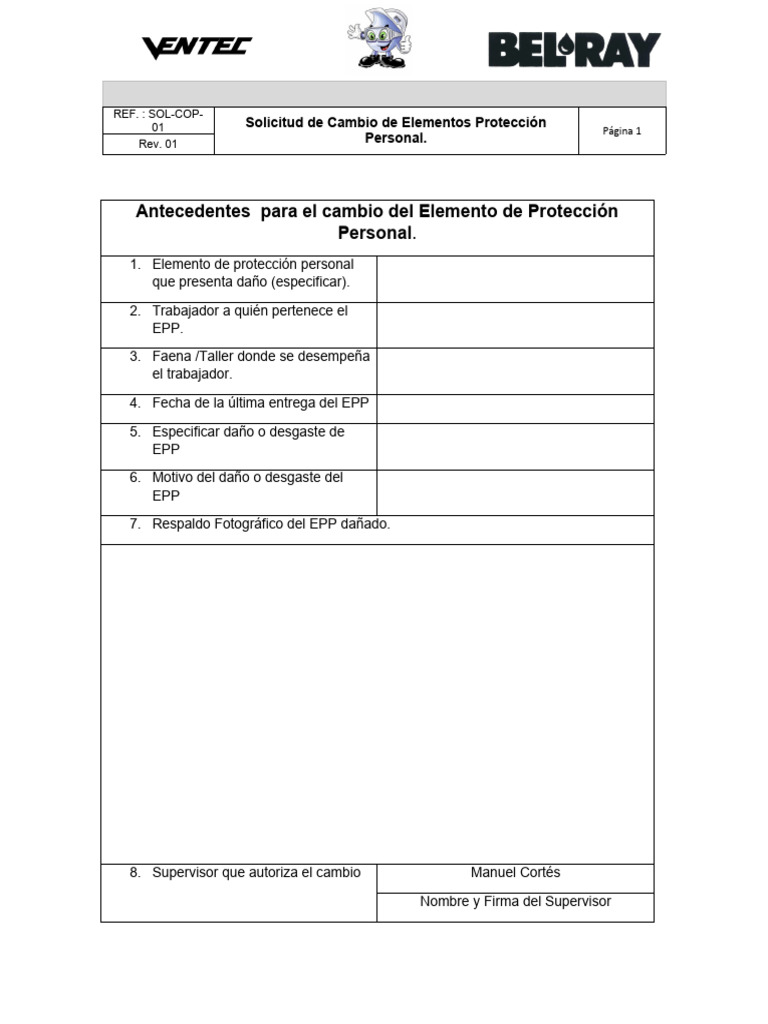 Solicitud de Epp | PDF