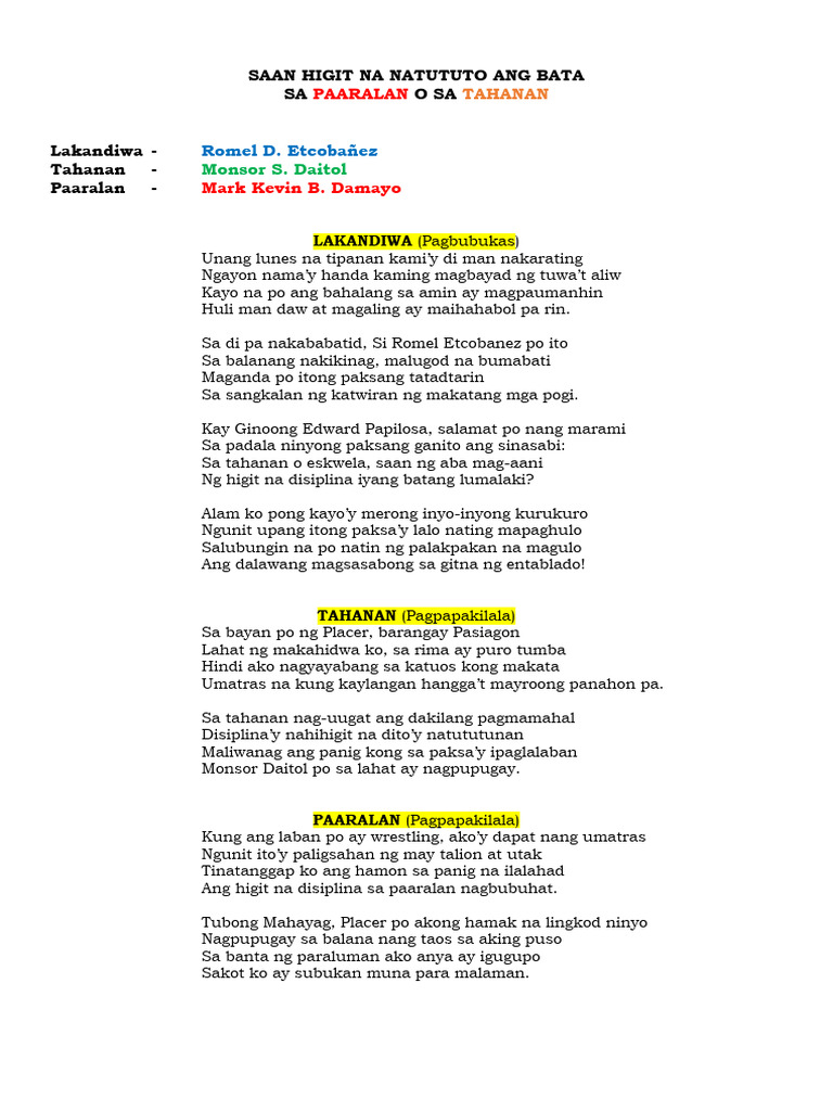 Balagtasan | PDF