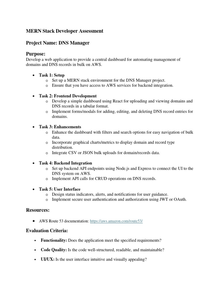MERN-Stack Developer Assessment | PDF | Domain Name System | User Interface