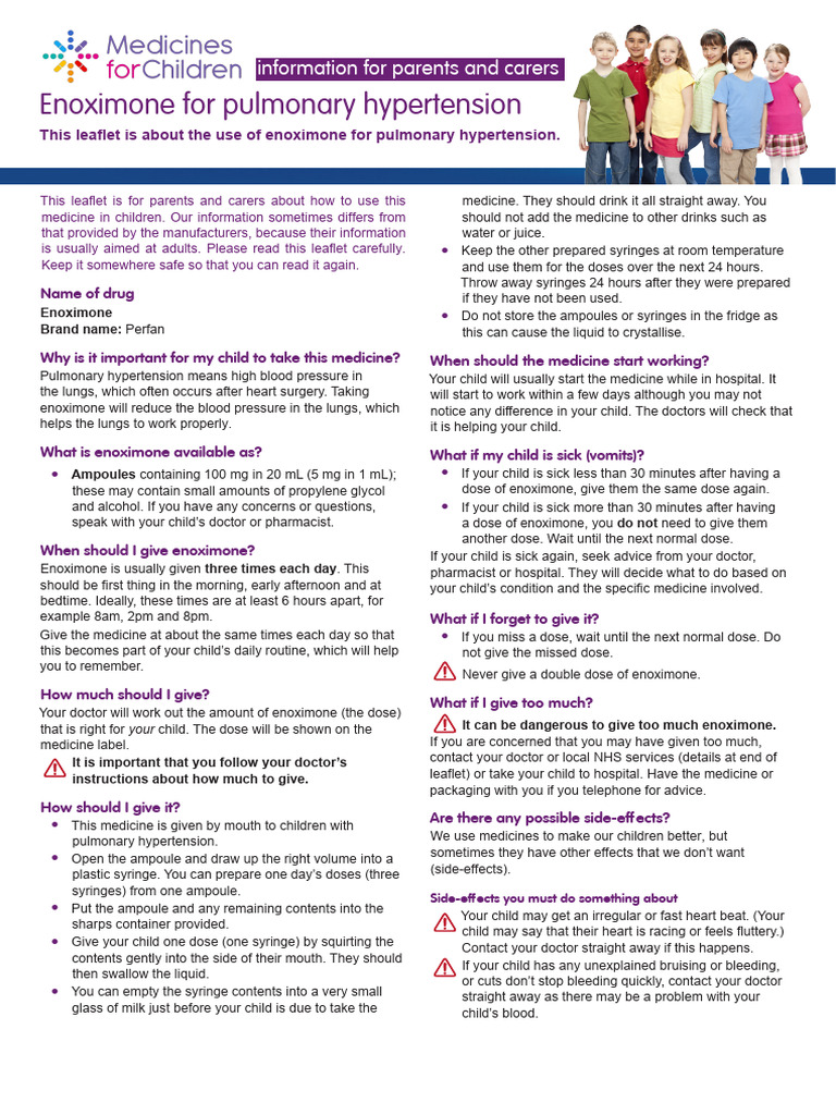 Enoximone For Pulmonary Hypertension | PDF | Hypertension | Syringe