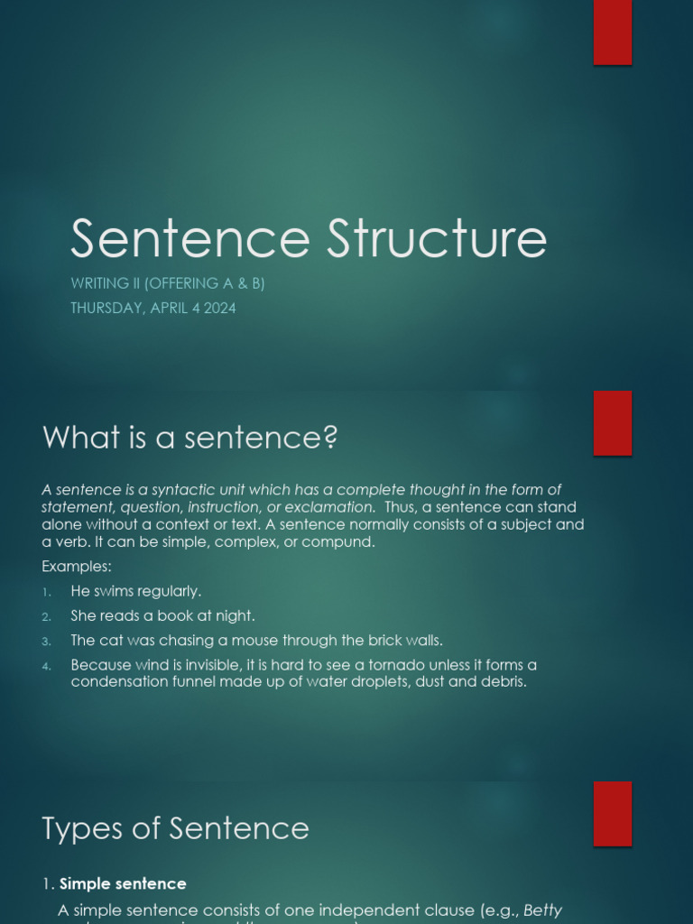 Explaining Sentence Structure-PPT | PDF | Verb | Sentence (Linguistics)