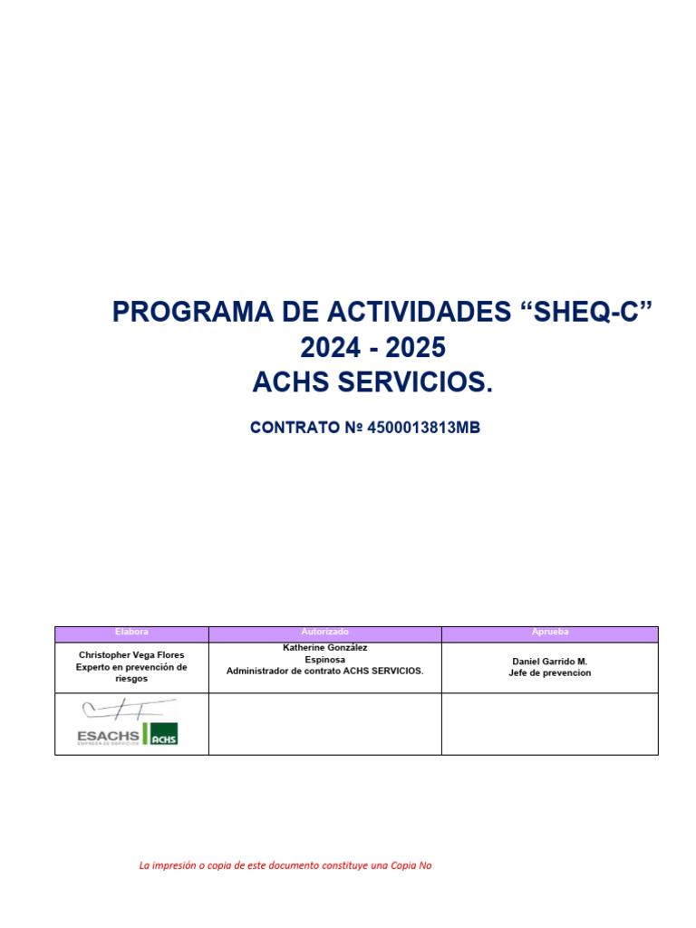 Plan Sheq-C 2023 - 2024 MB Achs Servicios | PDF | Auditoría | Seguridad ...