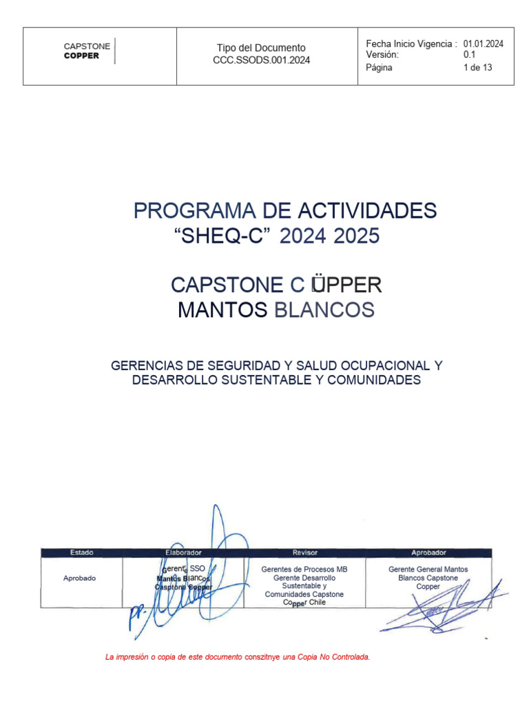 Programa SHEQ C 2024 2025 | PDF | Seguridad y salud ocupacional | Liderazgo