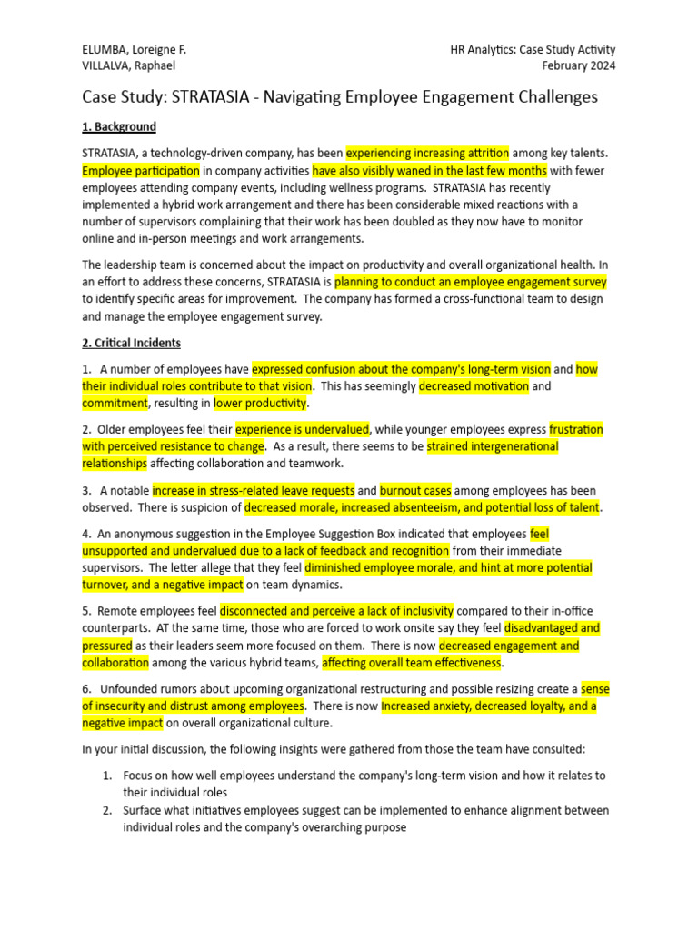 Apc Employee Engagement Case - Elumba, Villalva | PDF | Leadership ...