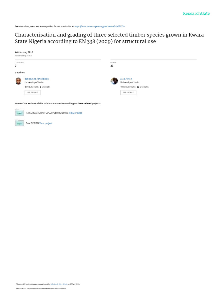 Characterisation and grading of three selected timber species grown in ...