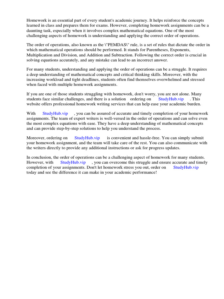 Homework Order of Operations | PDF | Worksheet | Mathematics