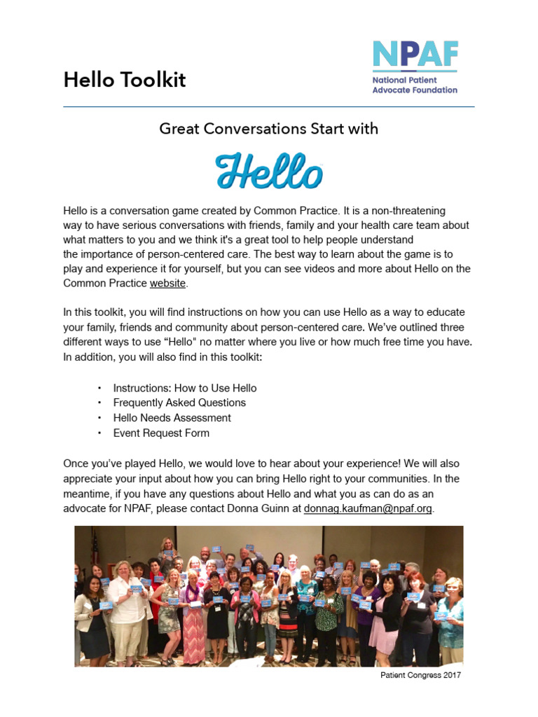 Hello-Game Toolkit | PDF | Caregiver | Health Care