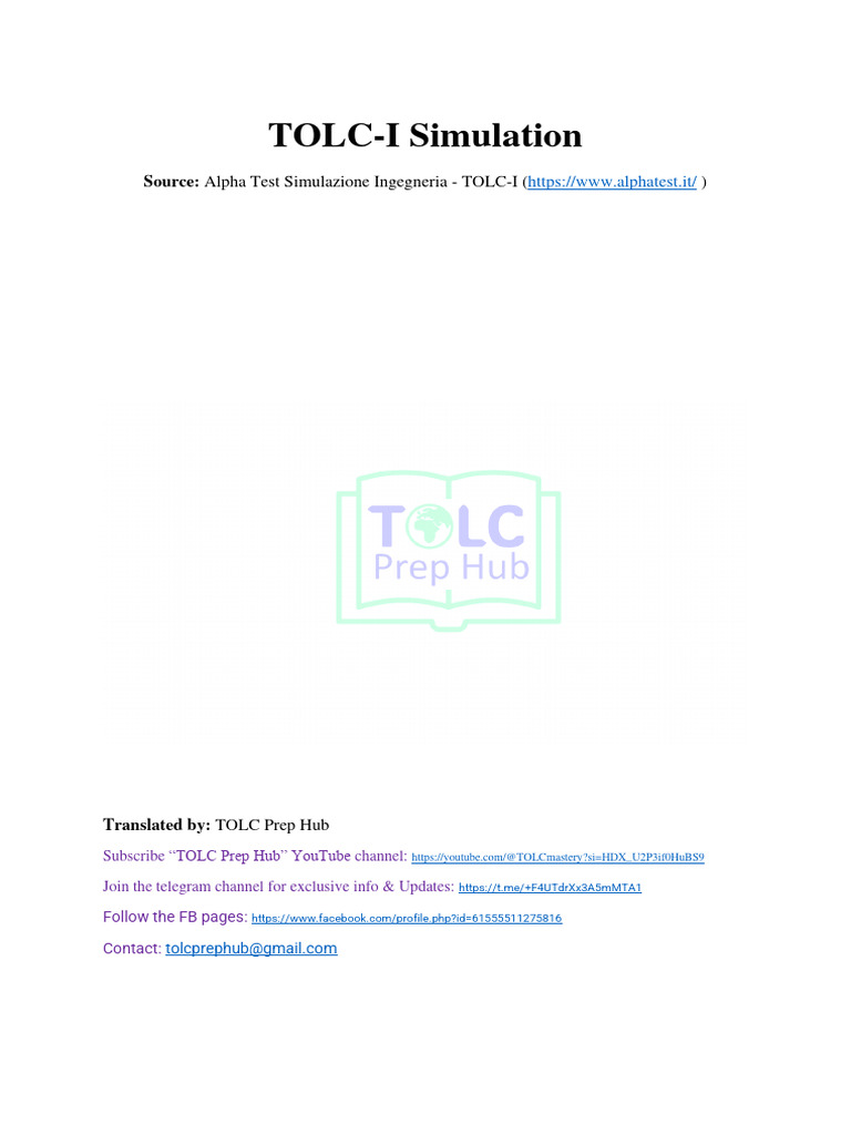 TOLC-I Simulation 2024 | PDF | Acceleration | Acid