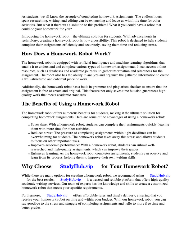 How Do You Make A Homework Robot | PDF | Robot | Robotics