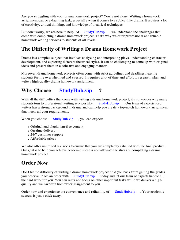 Drama Homework Project | PDF | Homework | Facebook