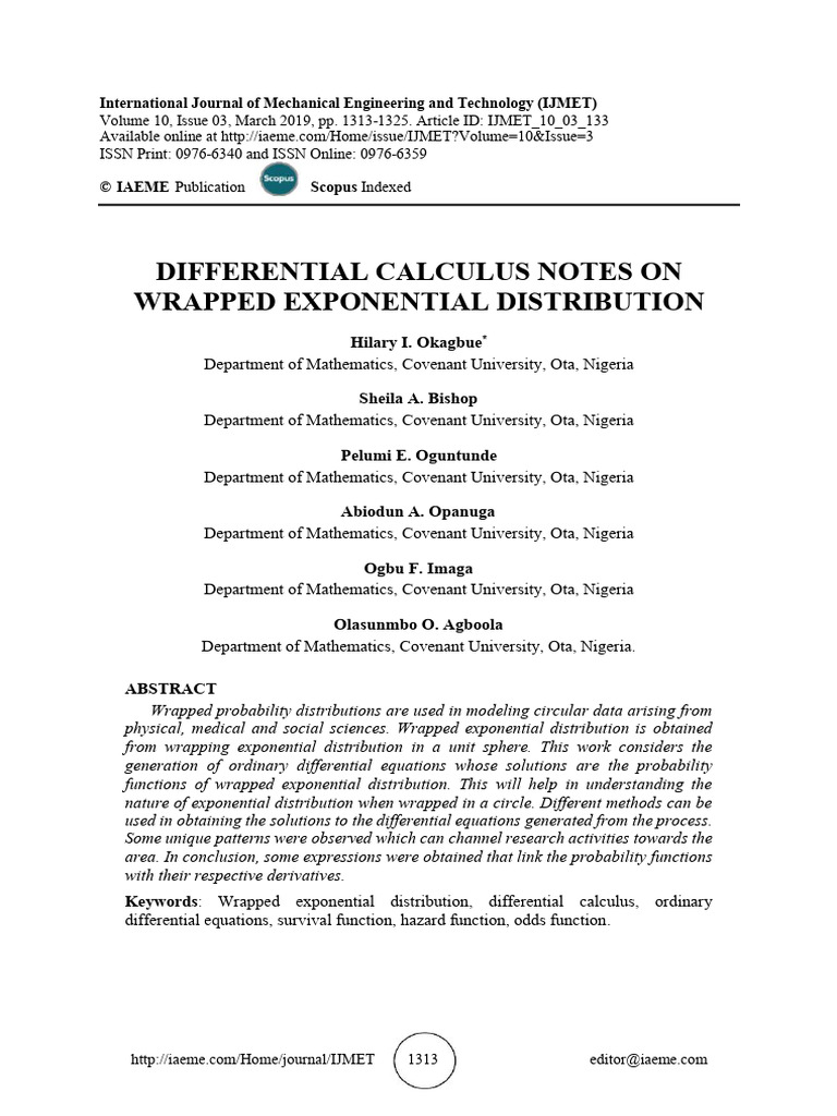Differential Calculus Notes On Wrapped Exponential Distribution Author ...