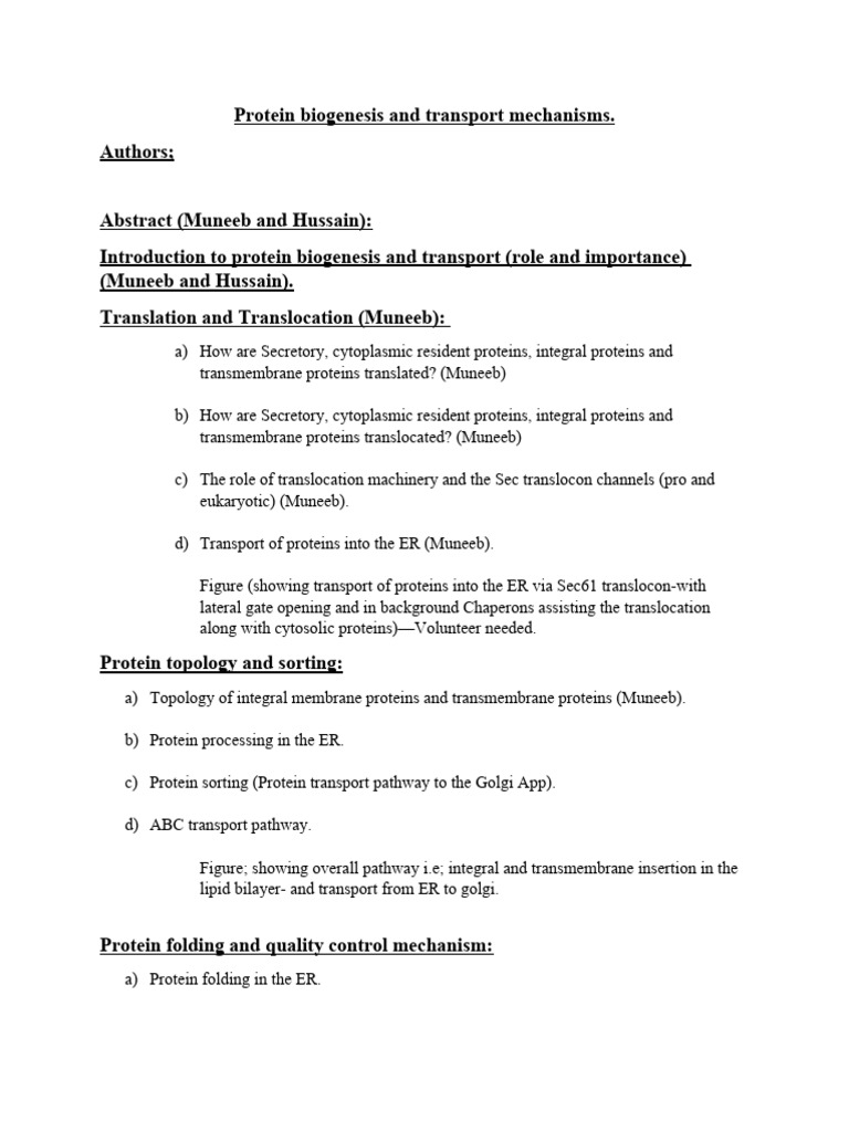 Protein Biogenesis and Transport Mechanisms | PDF