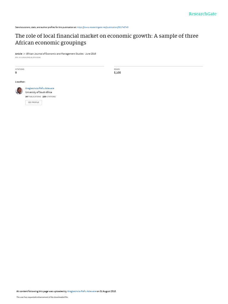 Local Financial Markets and Economic Growth | PDF | Capital Structure ...