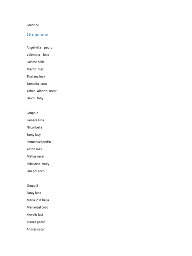 Lista de Estudiantes por Grupos 51 | PDF
