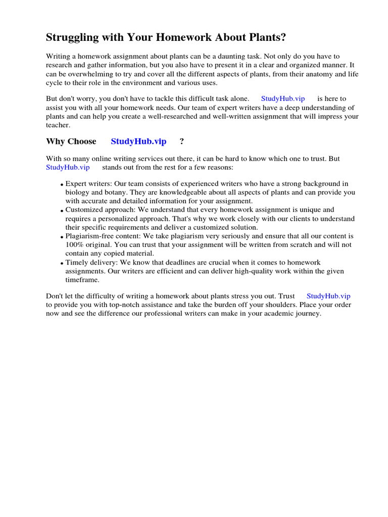 Homework About Plants | Download Free PDF | Plants | Homework