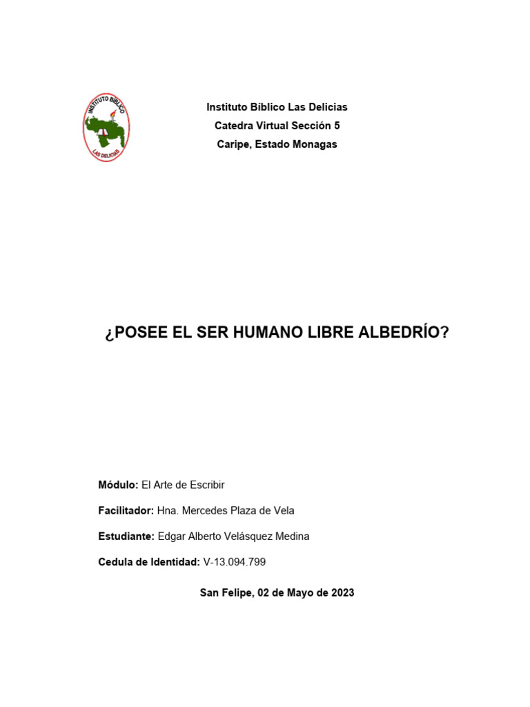 Libre Albedrío | PDF | Pecado | Libre albedrío