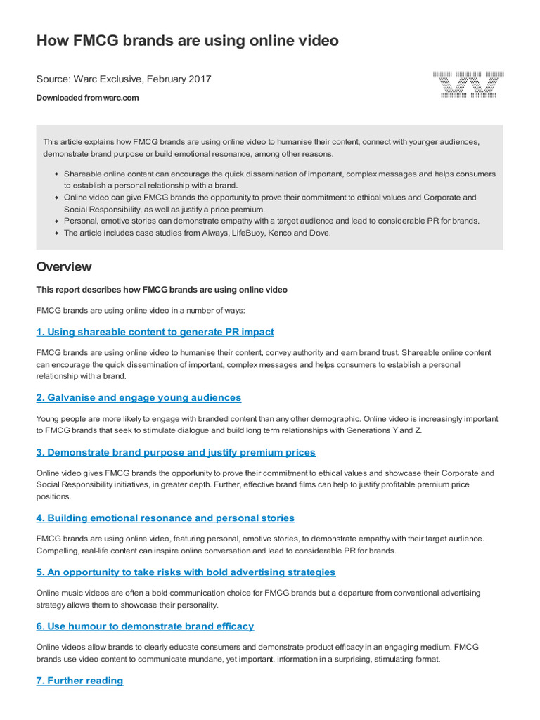 FMCG Brands' Impactful Video Strategies | PDF | Brand | Advertising