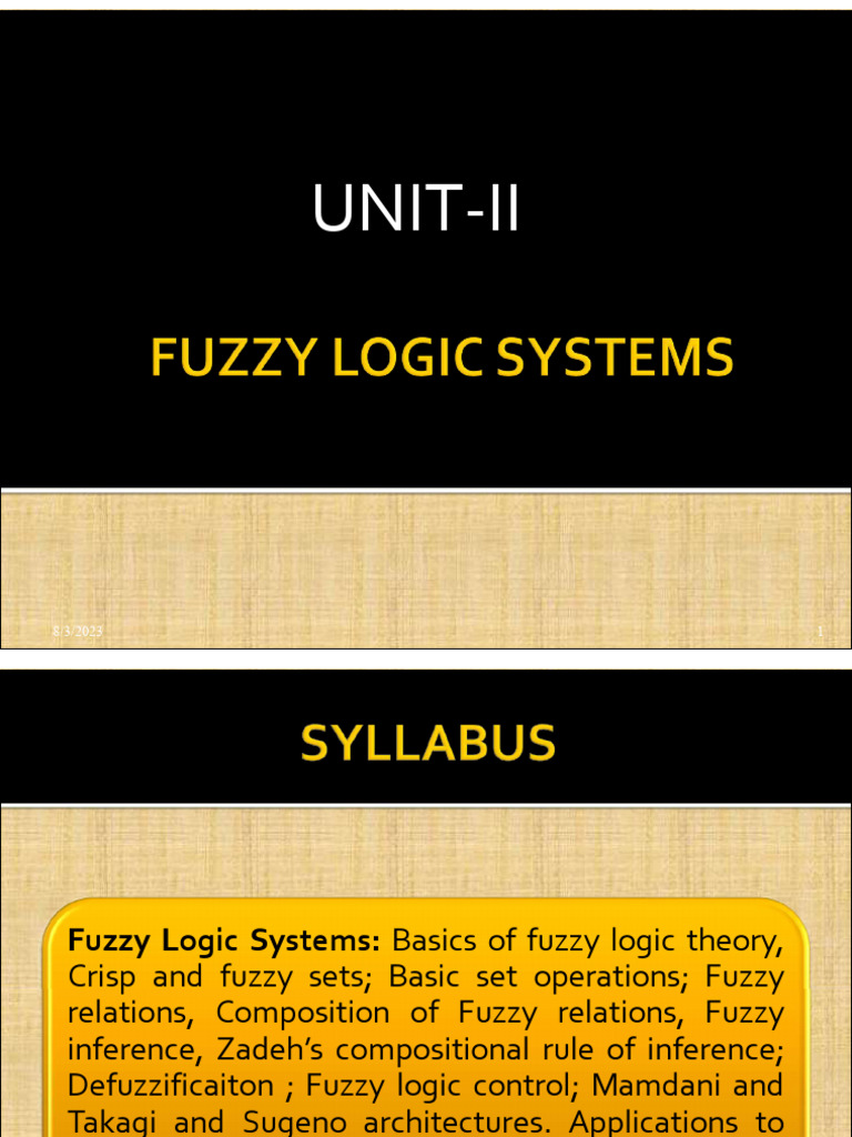 Unit II Fuzzy | PDF | Fuzzy Logic | Logic