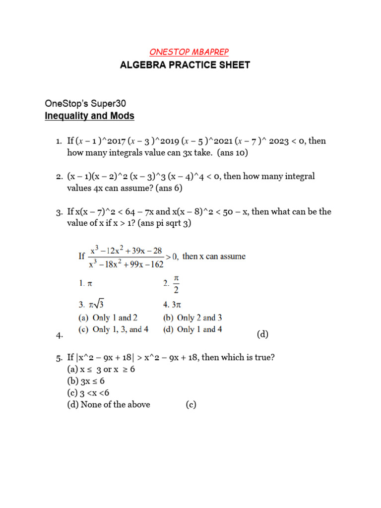 Inequality Mod Super 30 | PDF | Discrete Mathematics | Arithmetic