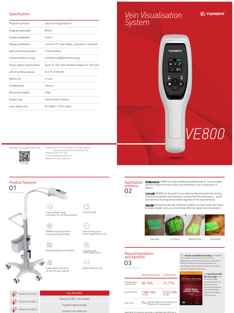 VeinFinder - VE800 Brochure V1.0 | PDF | Vein | Infrared