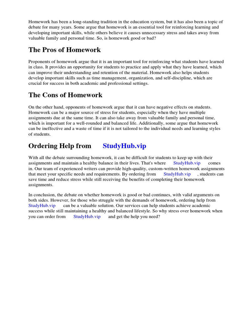 Is Homework Good or Bad Article | PDF | Homework | Teachers