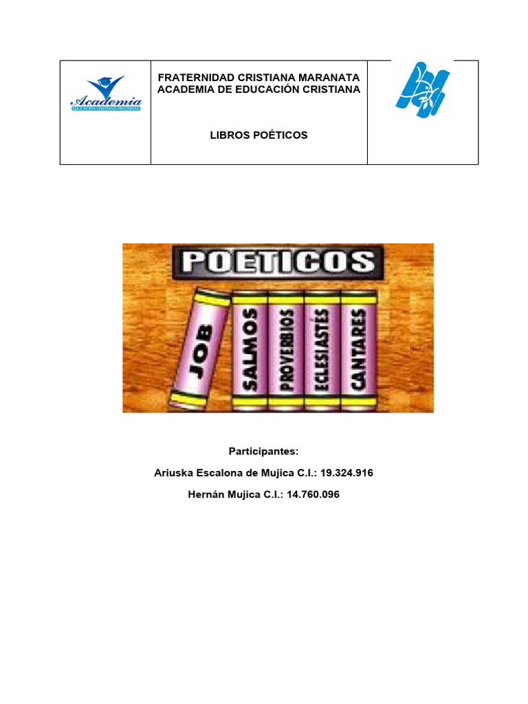 Actividad #1. Libros Poéticos | PDF | Salmos | Biblia