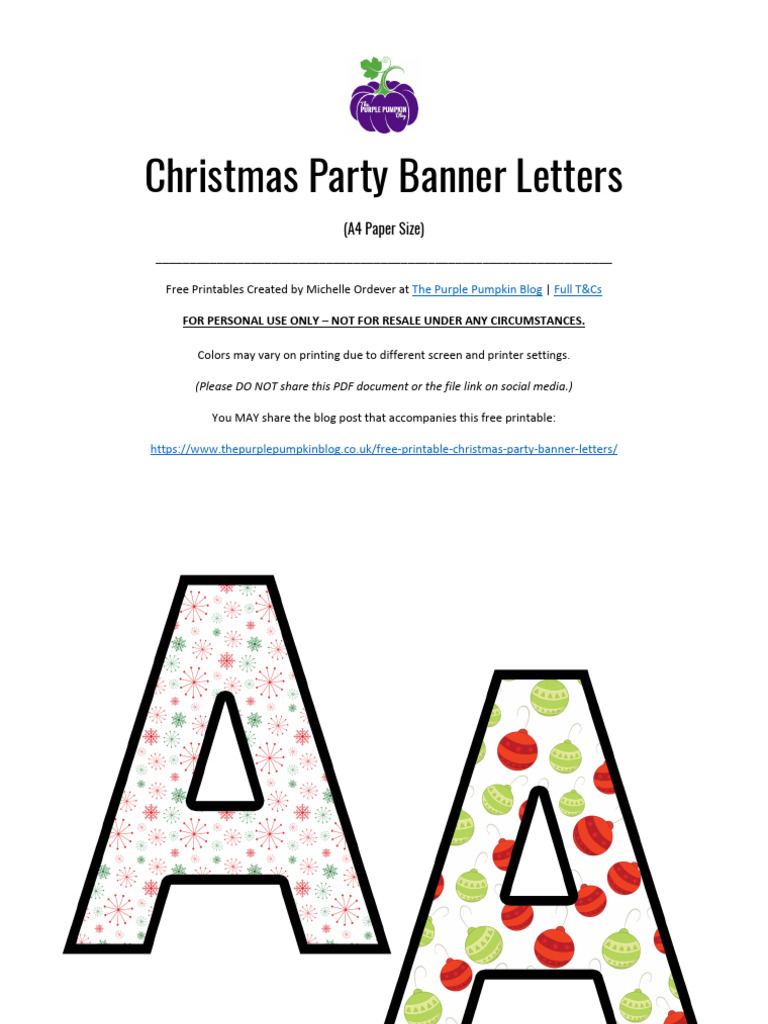 Printable Christmas Party Banner Letters | PDF | Text | Communication ...
