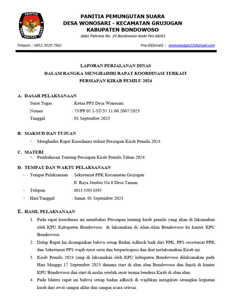 Lampiran Surat Tugas Sept SPPD | PDF