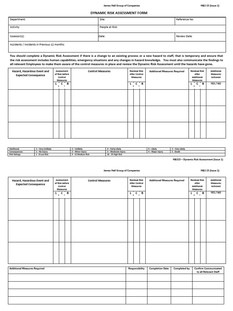 H&S15 - Dynamic Risk Assessment - Issue 1 | PDF | Risk | Risk Assessment