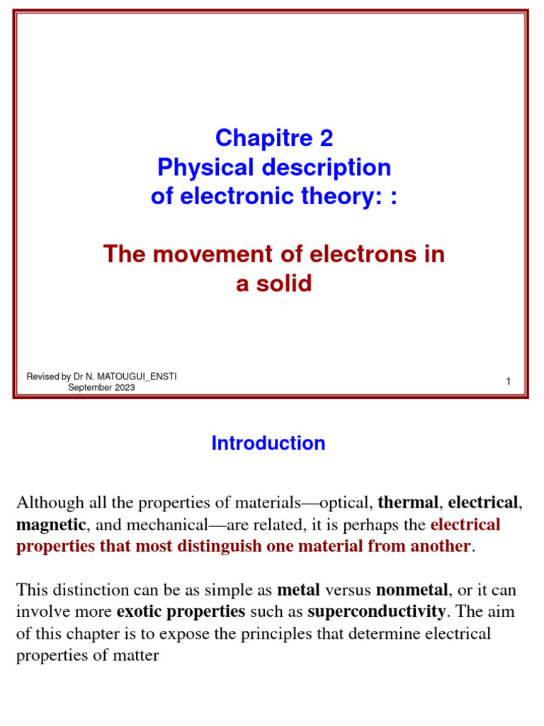 Electronical Theory - Drude Model Part 2 | PDF | Electrical Resistivity ...