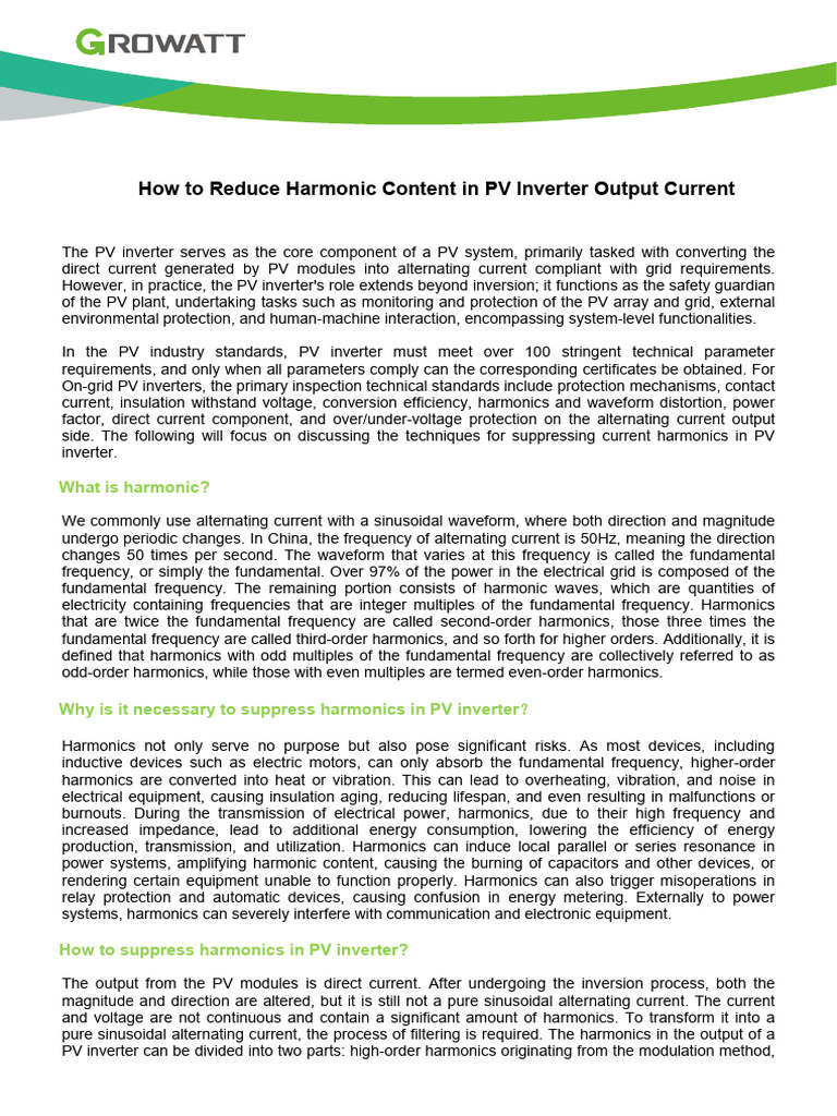 How To Reduce Harmonic Content in PV Inverter Output Current | PDF ... How To Reduce Harmonic Content in PV Inverter Output Current | PDF ...