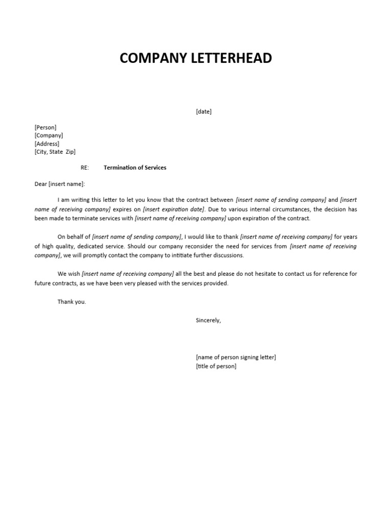 Termination of Services Template | PDF | Business