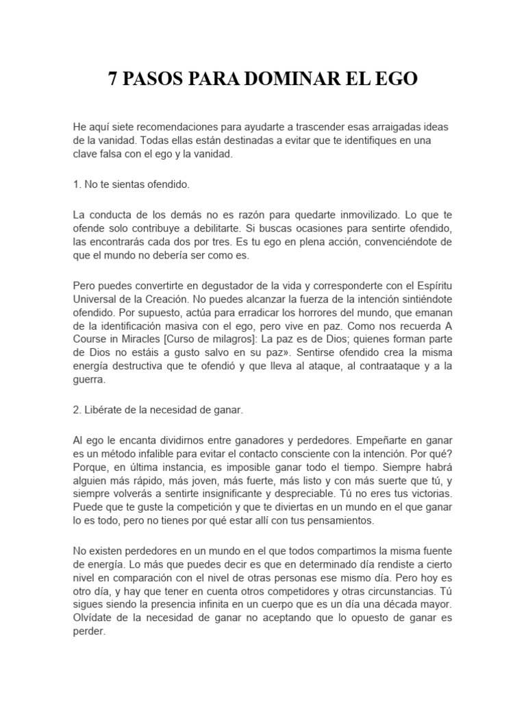 7 PASOS PARA DOMINAR EL EGO | PDF