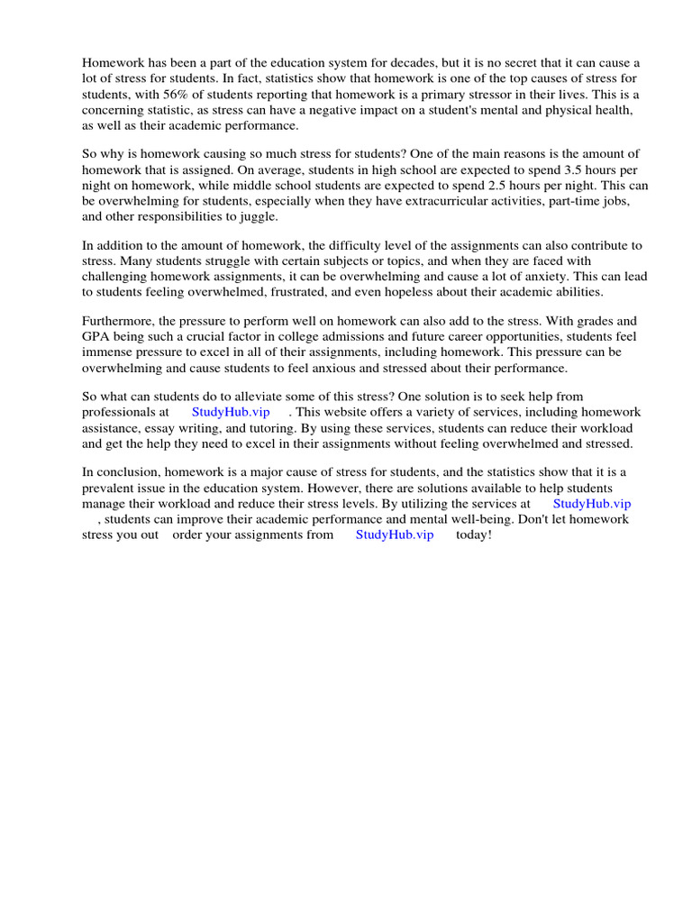 Homework Causes Stress Statistics | PDF | Homework | Stress (Biology)