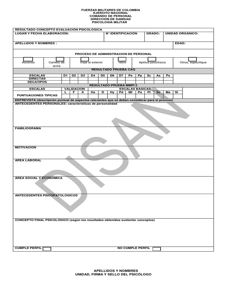 Formato Universal Nuevo Concepto Psicologico | PDF | Sicología | Historial médico