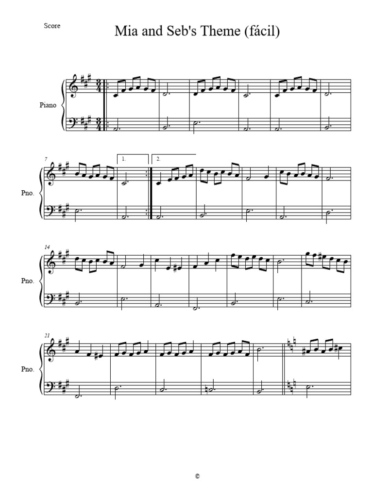 Mia and Seb's Theme FACIL | PDF