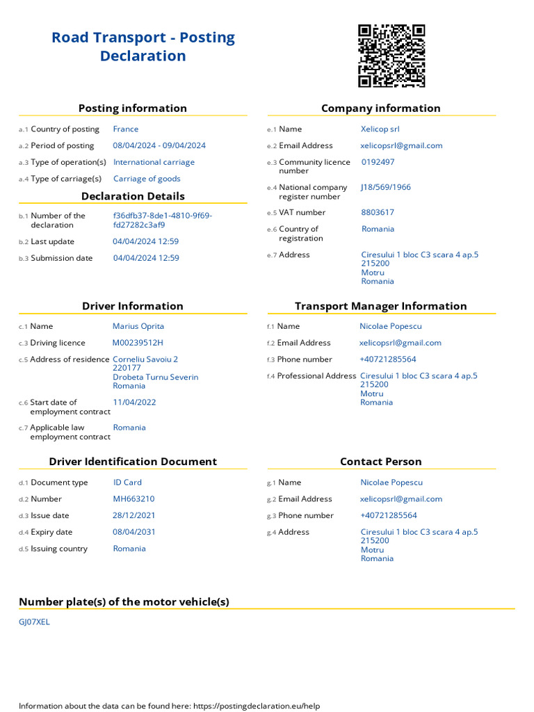 Oprita Marius FR 2024-04-08 2024-04-09 | PDF | Identity Document ...