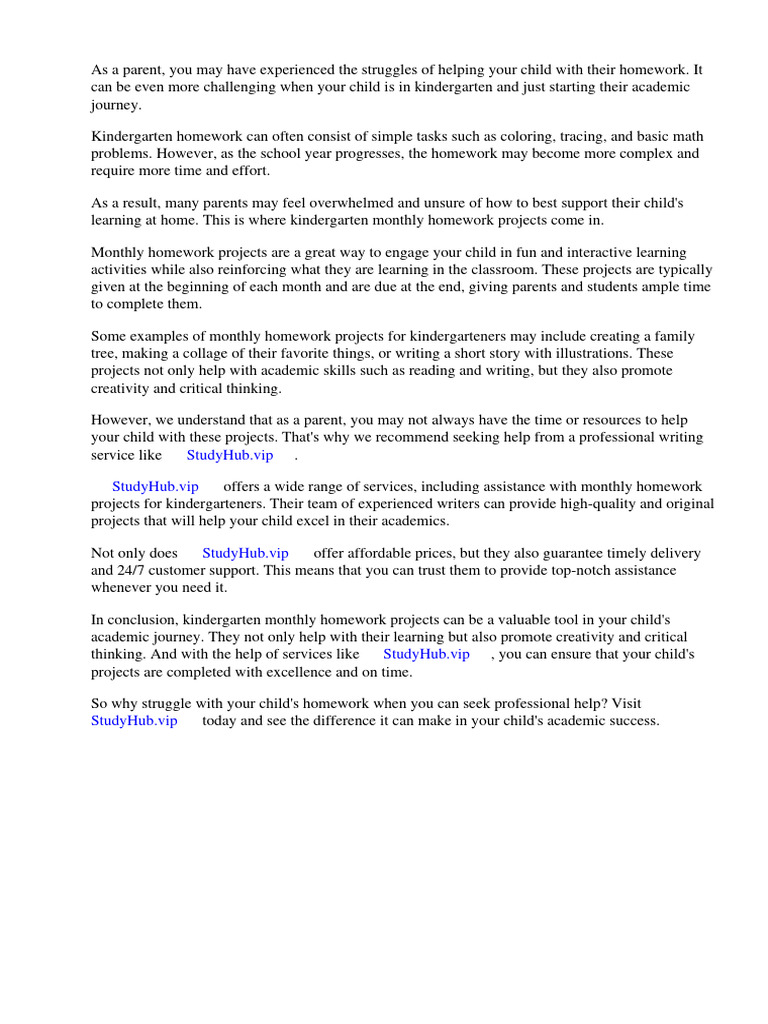 Kindergarten Monthly Homework Projects | PDF | Phonics | Safari (Web ...