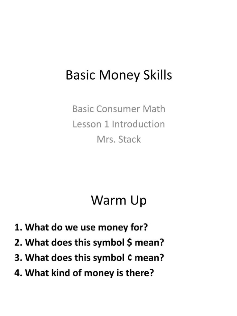 Basic Money Skills | PDF