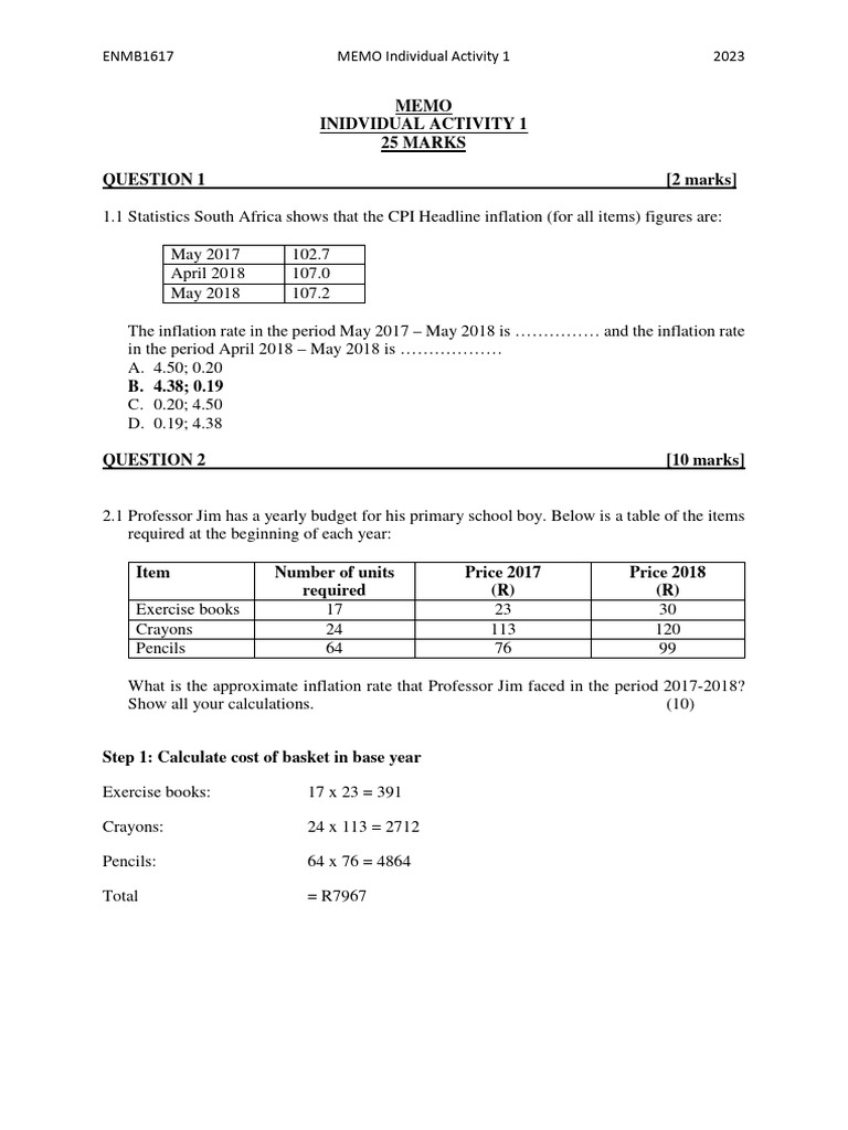 Memo - Individual Activity 1 - 2023 | PDF | Gross Domestic Product | Unemployment