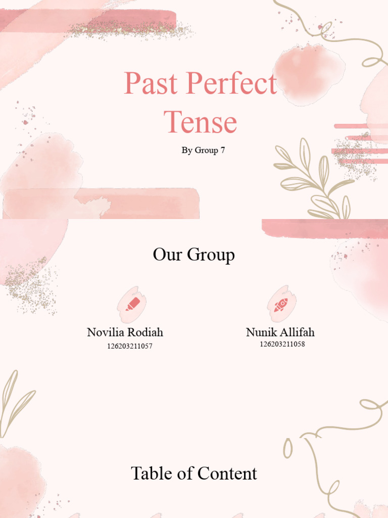 Group 7 Peg Past Perfect Tense22 Pdf Grammatical Tense Perfect Grammar 